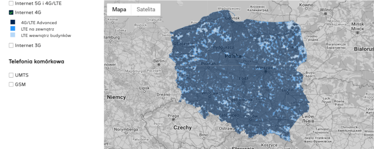 Mapa zasięgu Plus w 2024 roku. Z 5G nie jest tak zielono?