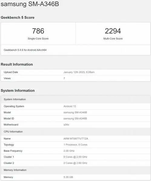 Samsung Galaxy A34 5G w Geekbench. Kluczowe specyfikacje | Komórkomat.pl